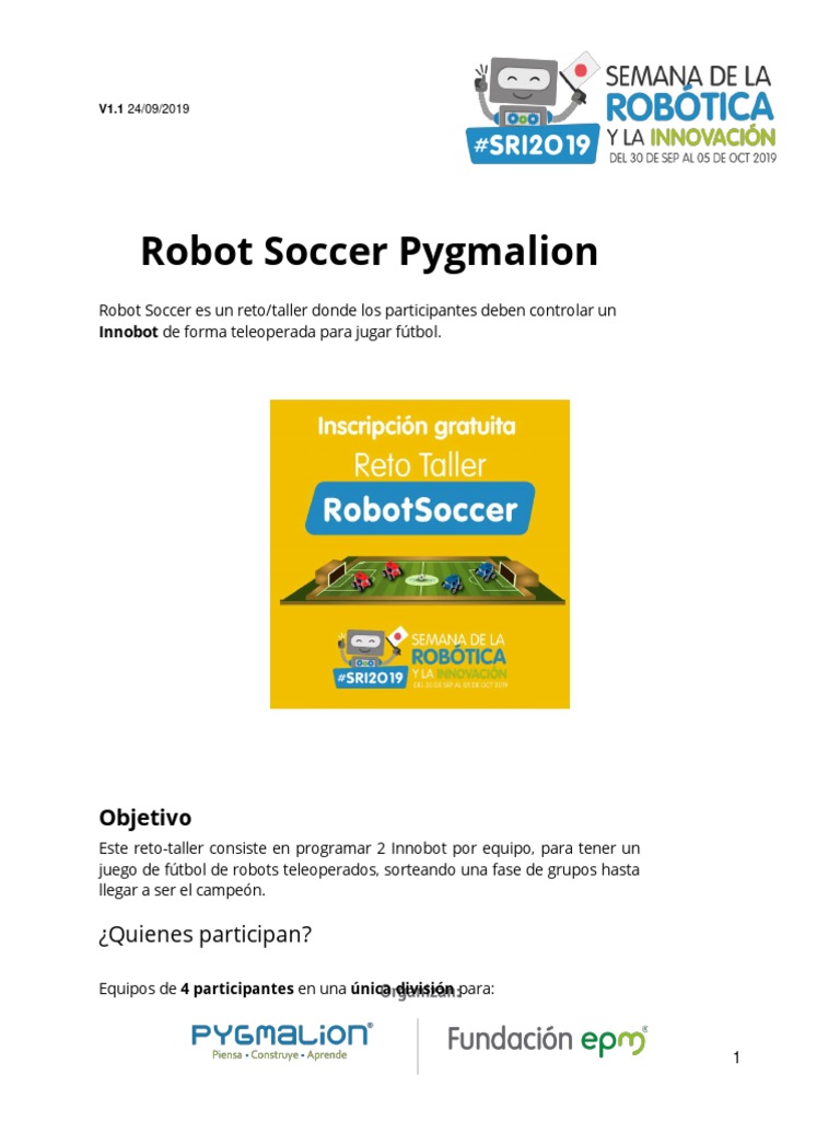 Reglas Robot Soccer 123 | PDF | Robot | Robótica