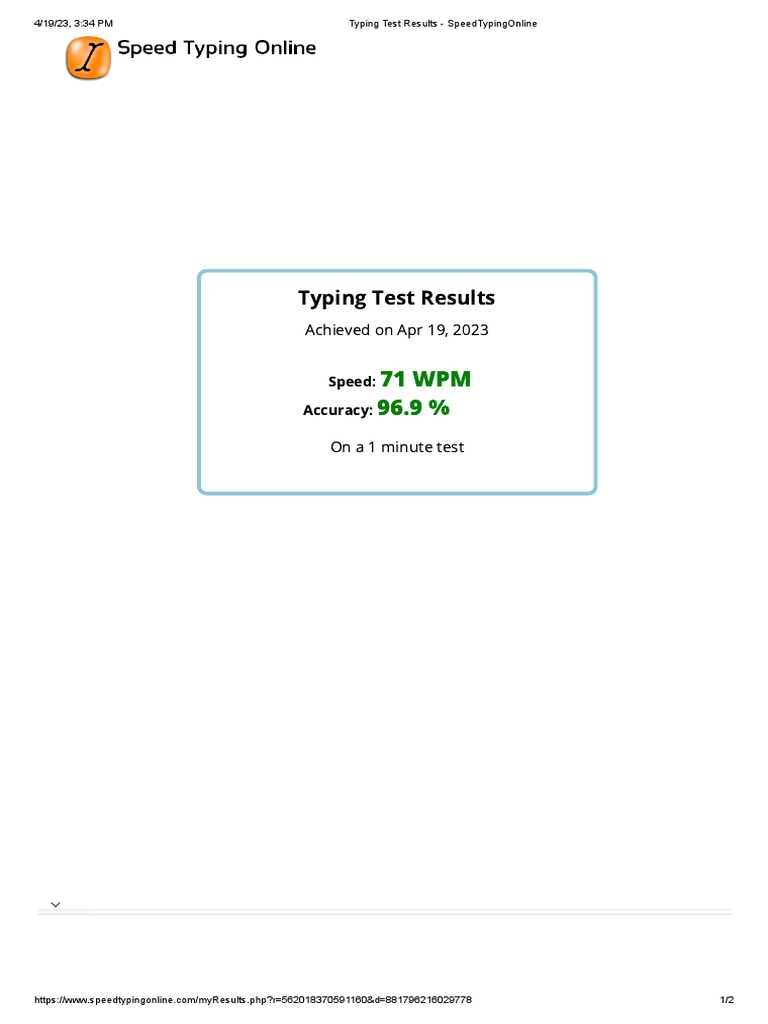 Typing Test Results - SpeedTypingOnline | PDF
