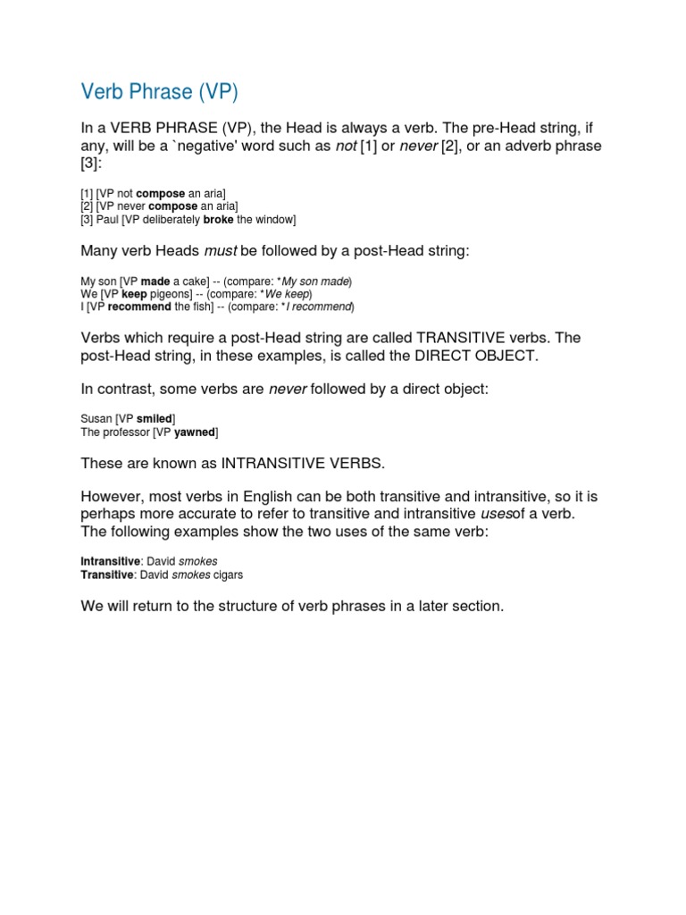 English Verb Phrase Structure Guide | PDF | Preposition And ...