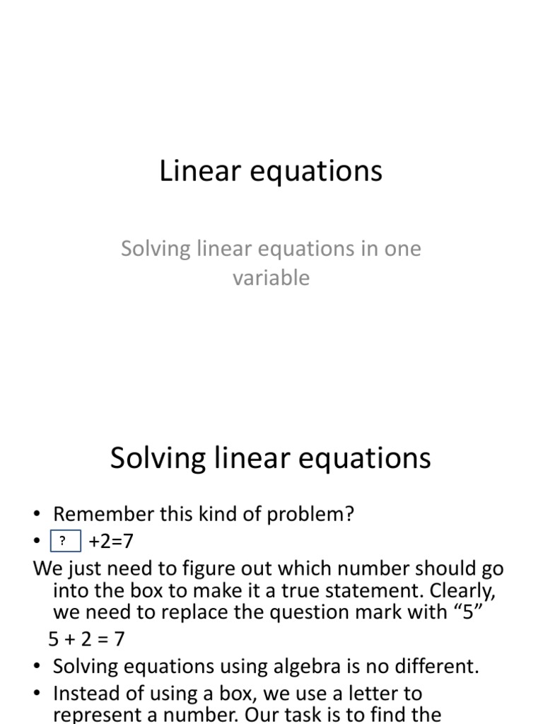 Linear Equations | PDF | Equations | System Of Linear Equations