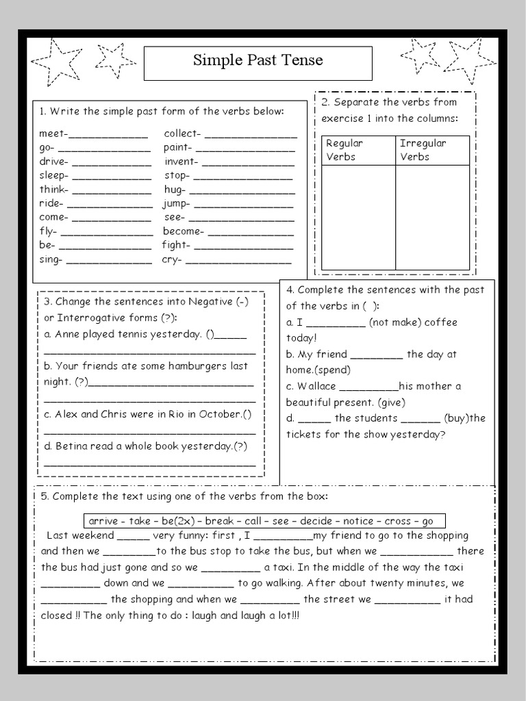 Simple Past Tense Worksheet | PDF