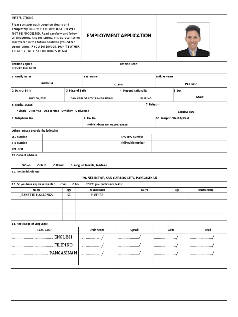 Hr-Form - Application Form | PDF