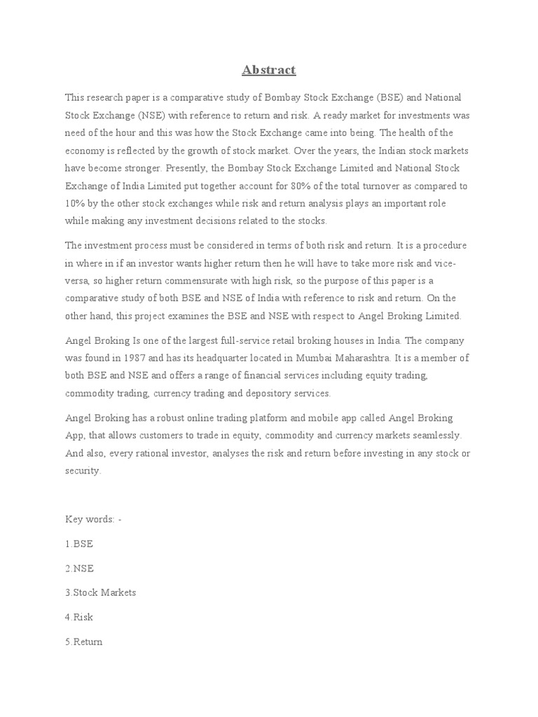 NSE and BSE | PDF | Modern Portfolio Theory | Stock Exchange