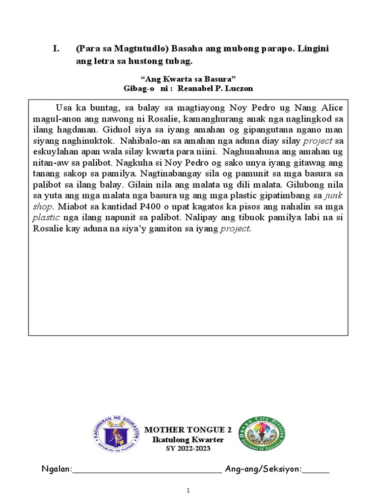 MTB 2 q3 Periodical Exam | PDF