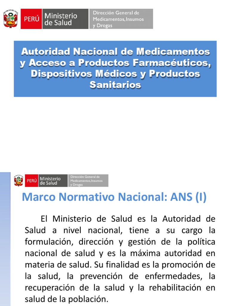 Autoridad Nacional de Medicamentos y Acceso A Productos Farmacéuticos, Dispositivos Médicos y ...