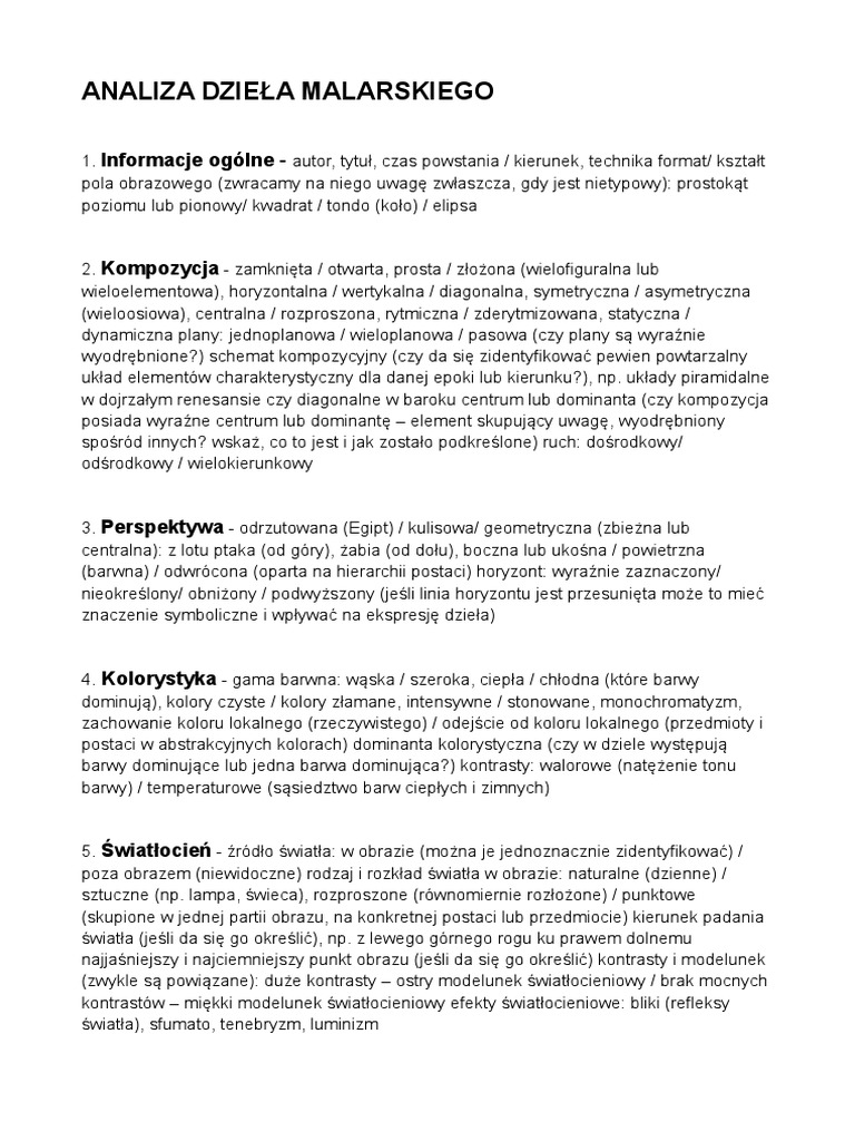 Analiza Dzieła Malarskiego | PDF