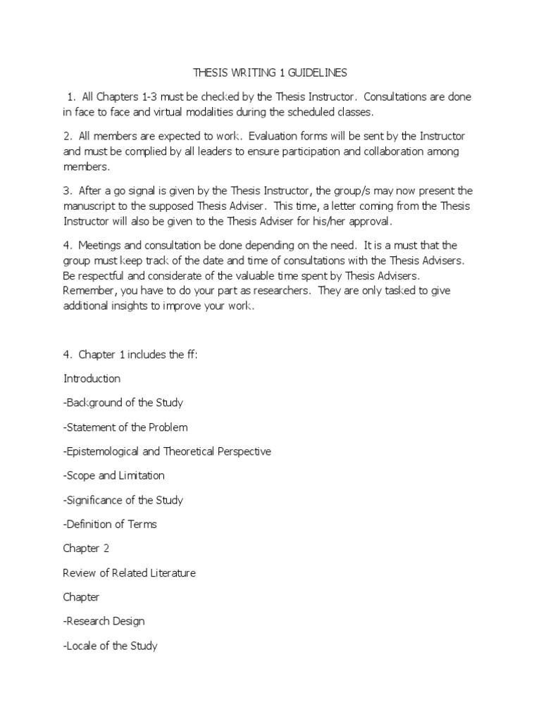 Thesis Writing 1 Guidelines For 2023 | PDF