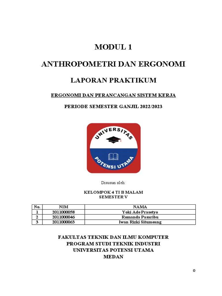 Laporan Modul 1 Praktikum Ergonomi. | PDF