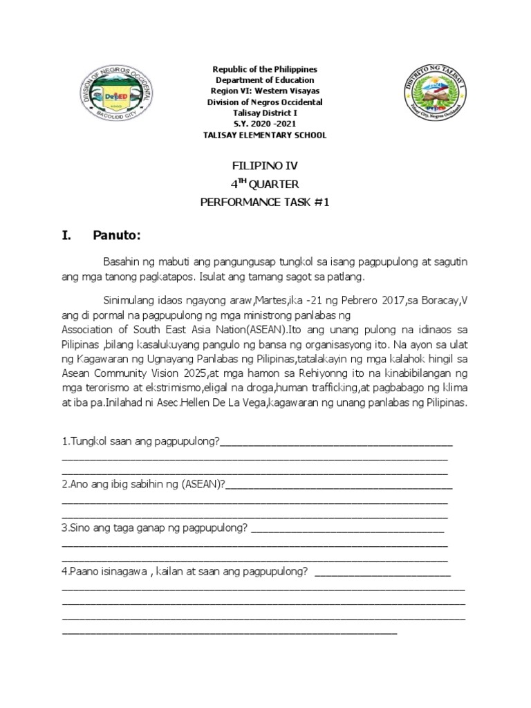 Filipino q4 Performance Output 1 | PDF
