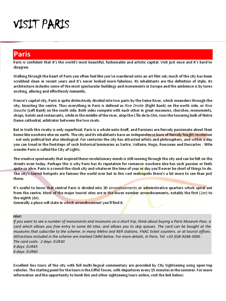 Paris Tourist Information | PDF
