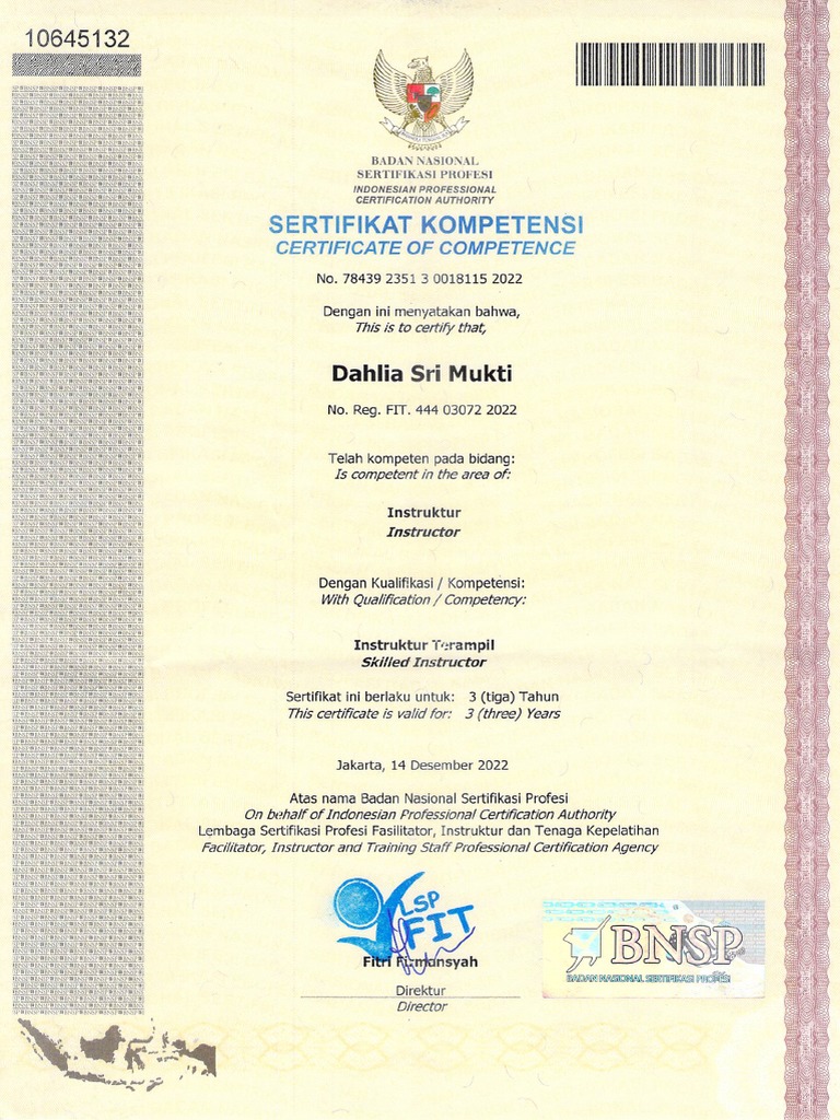 Sertifikat Bu Dahlia | PDF