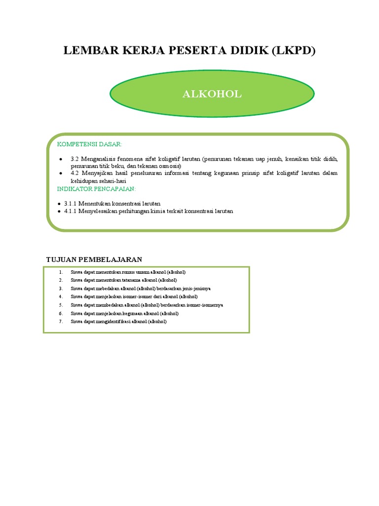LKPD Alkohol Dan Eter | PDF