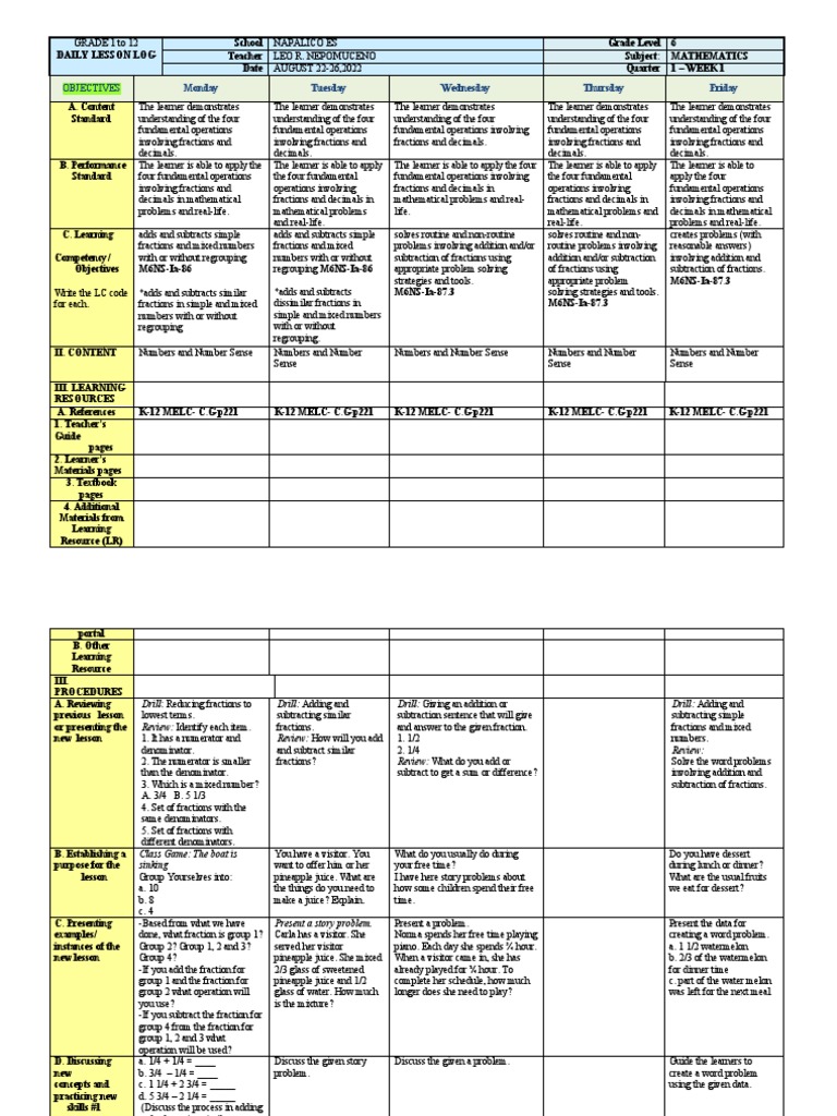 Week1 DLL Math | PDF | Learning