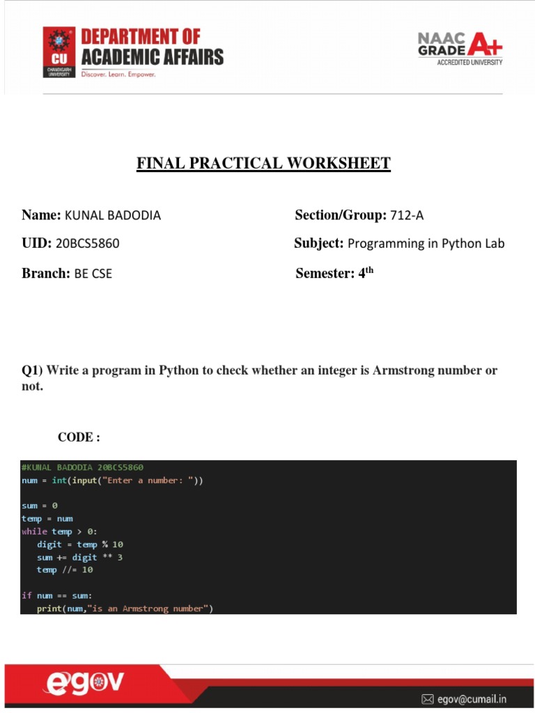 Final Practical Exam Python Que 1 | PDF