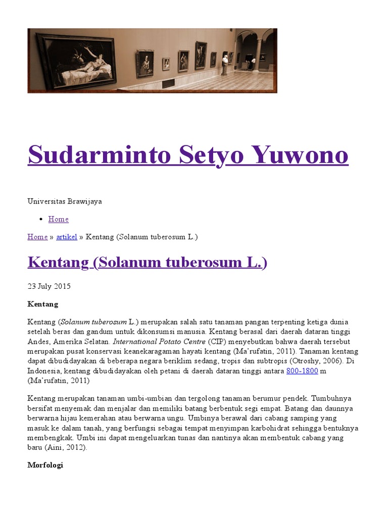 Kentang (Solanum Tuberosum L.) - Artikel - Sudarminto Setyo Yuwono | PDF