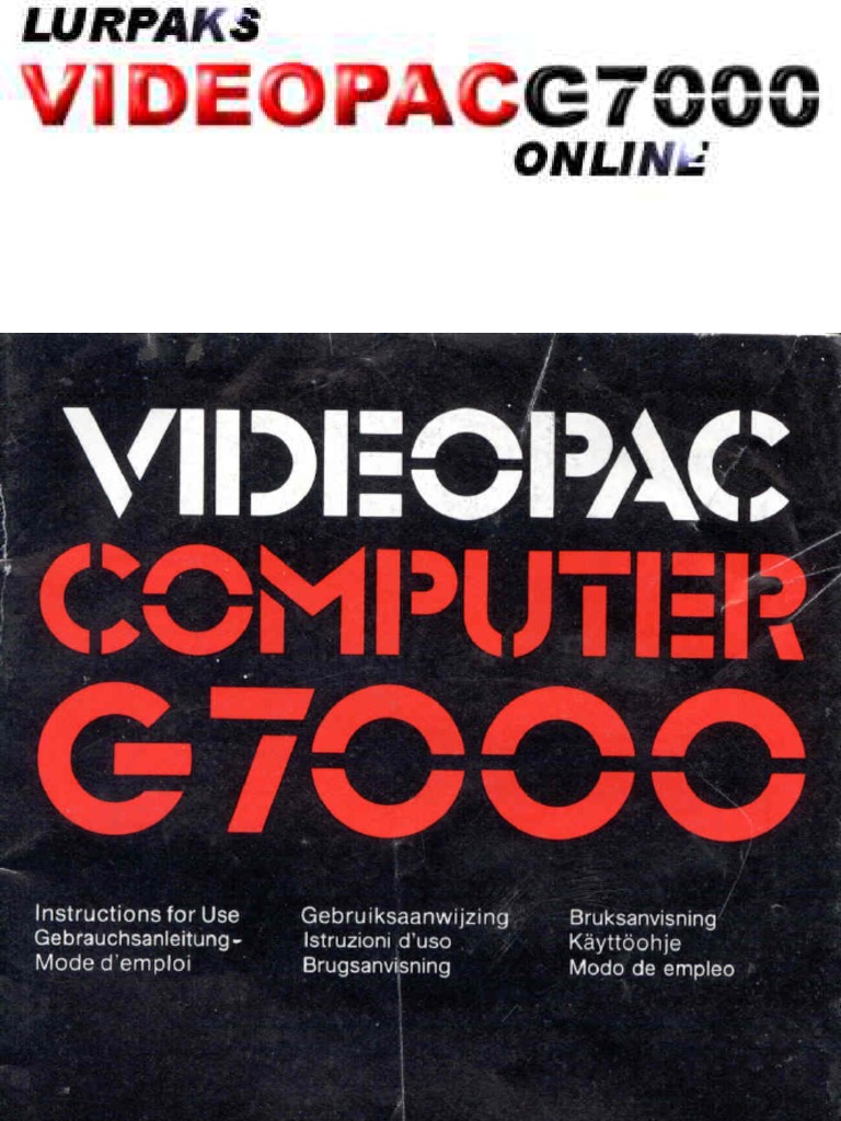 Videopac Computer G7000 Instructions For Use 1978 Philips En-De A | PDF