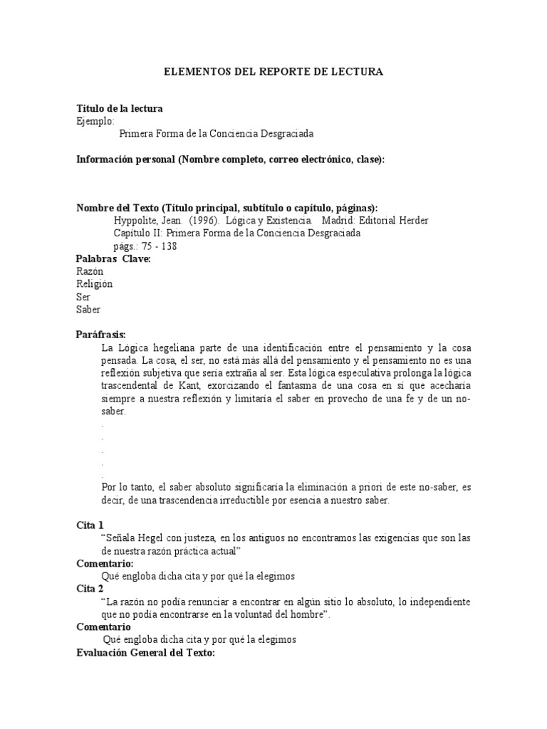 Elementos Del Reporte de Lectura (Estructura) | PDF