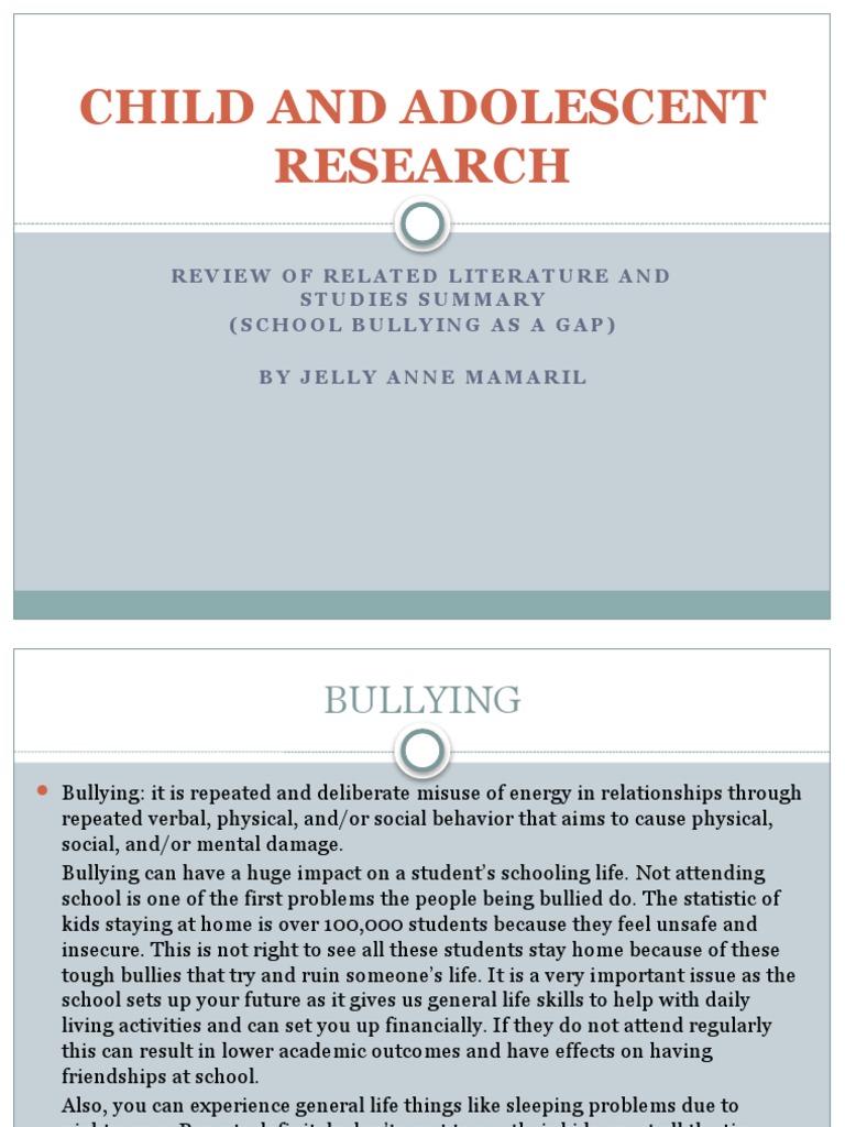 Assessing the Impact of Bullying: A Review of Literature on the Effects ...