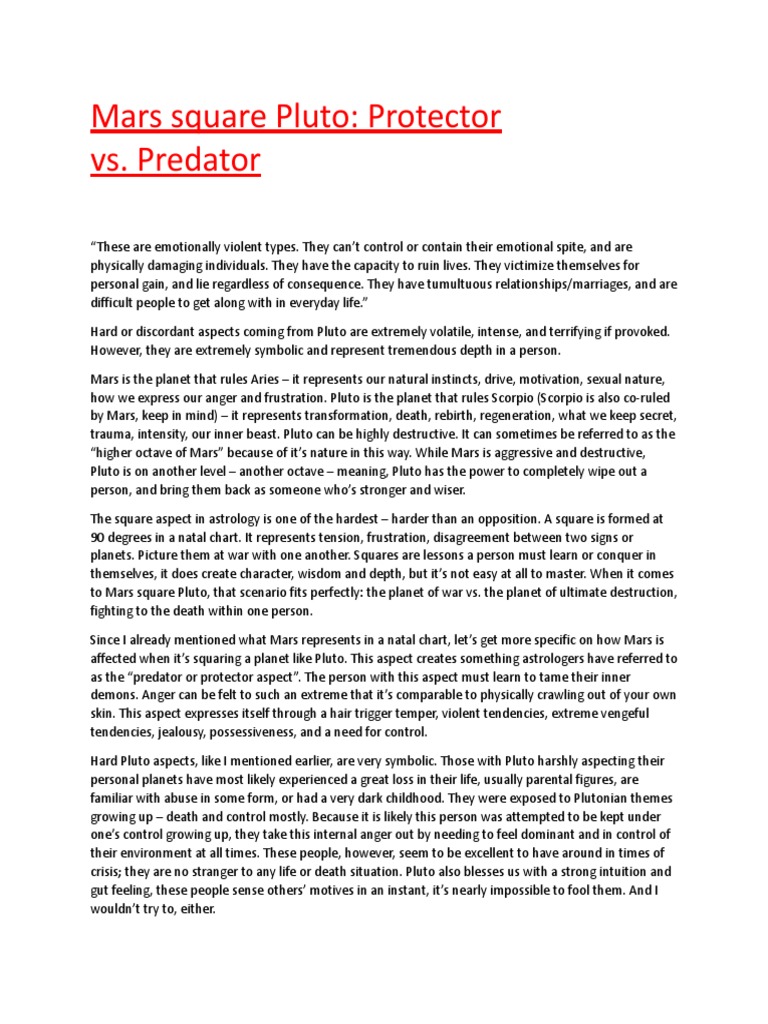 Mars Square Pluto Protector vs. Predator | PDF | Planets In Astrology ...