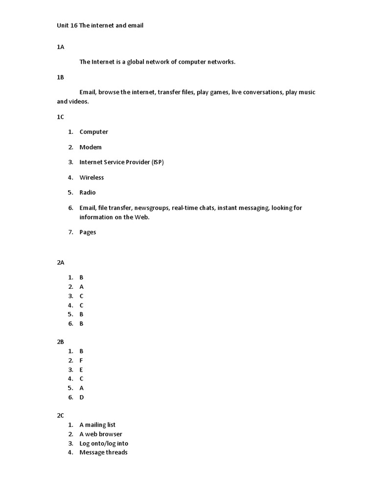 Unit 16 The Internet and Email | PDF