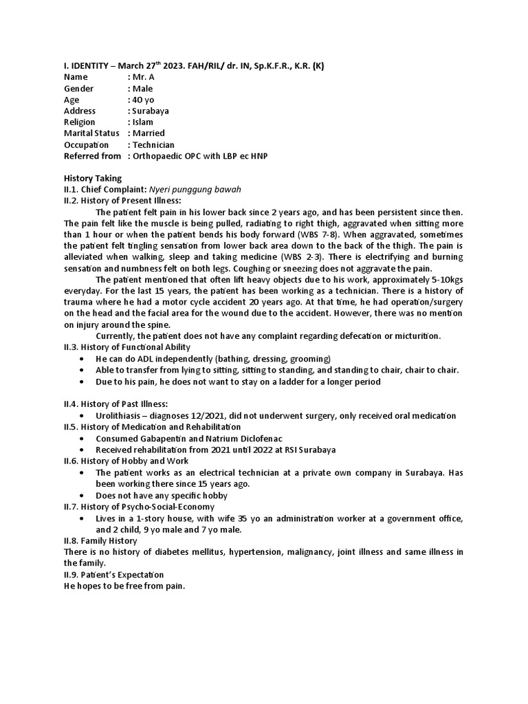 2023 03 27 LBP Ec HNP Bilateral Hamstring Tightness | PDF