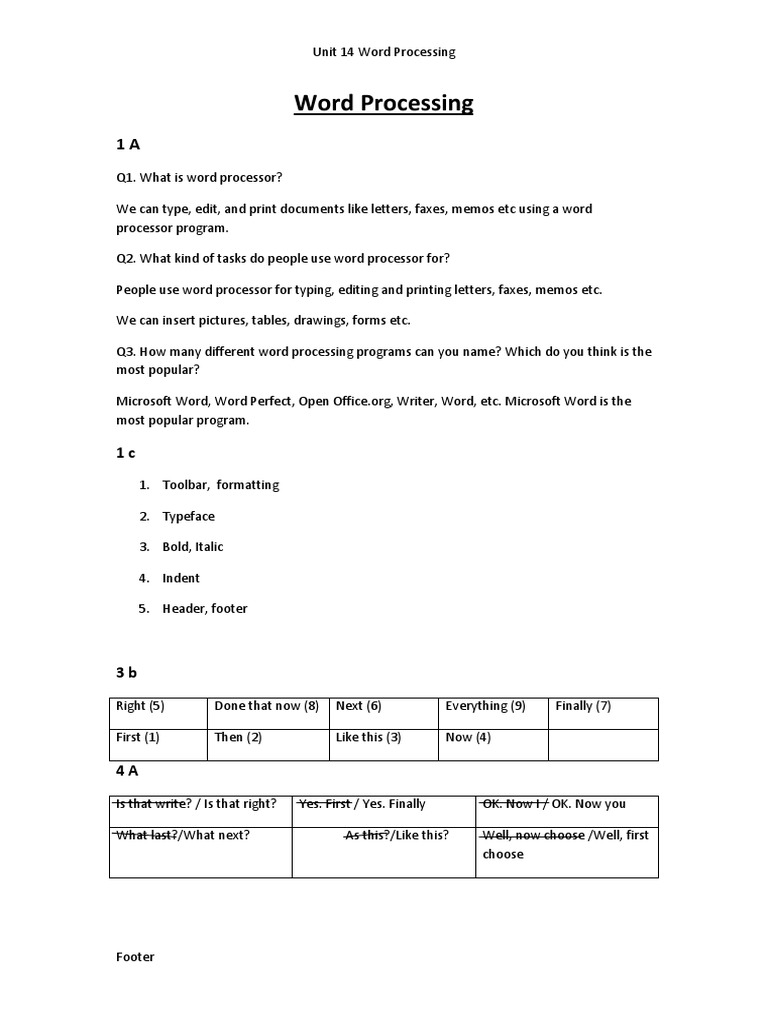 Unit 14 Word Processing Pdf