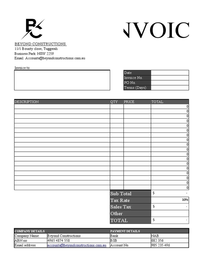 Blank Invoice Template for Businesses | PDF