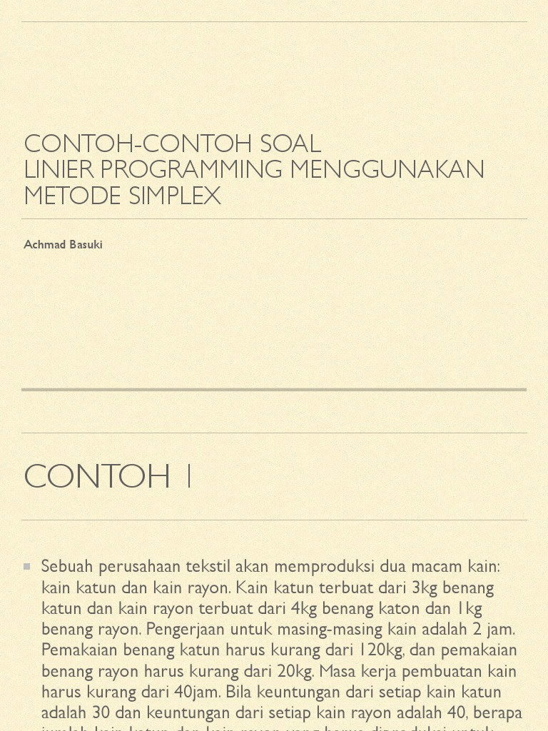 Soal Linear Programming Simplex | PDF