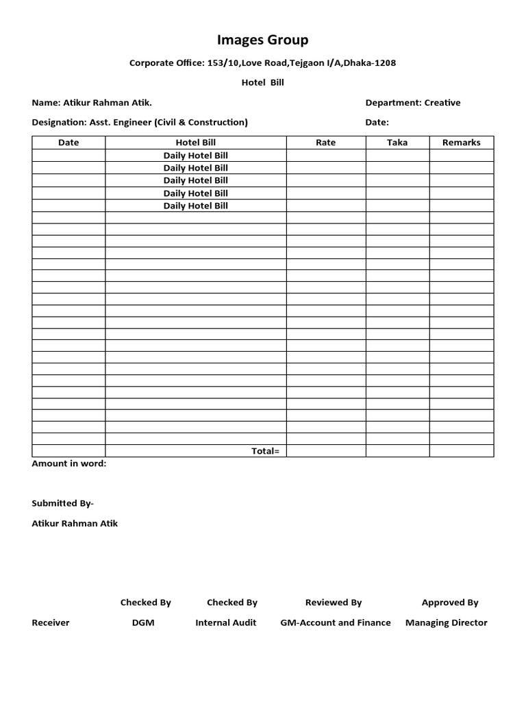 Hotel Bill | PDF