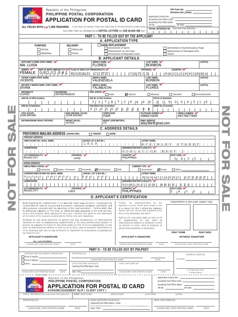 Philippine Postal ID Form | PDF | Travel Visa | United States Postal ...