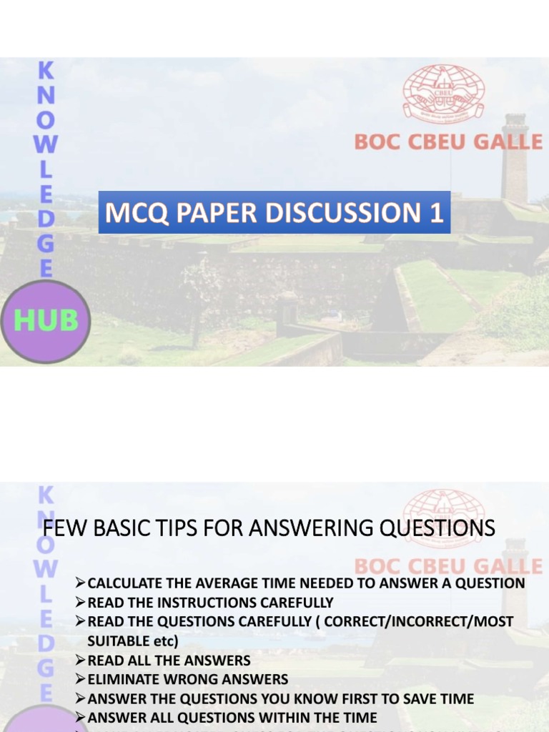 MCQ Paper Discussion 1 - General Banking Local Tariff CBEU GALLE KNOWLEDGE HUB | PDF