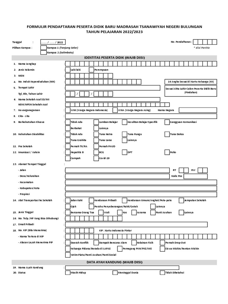 Formulir PPDB 2022 | PDF