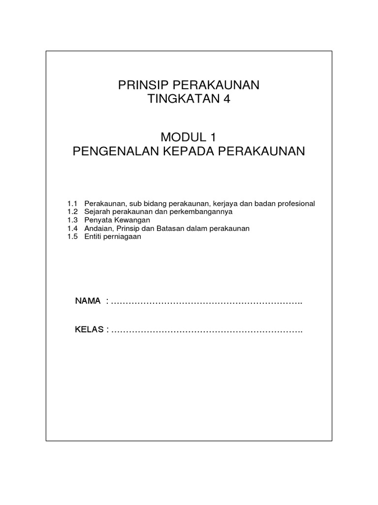 Modul 1 Pengenalan Kepada Perakaunan | PDF