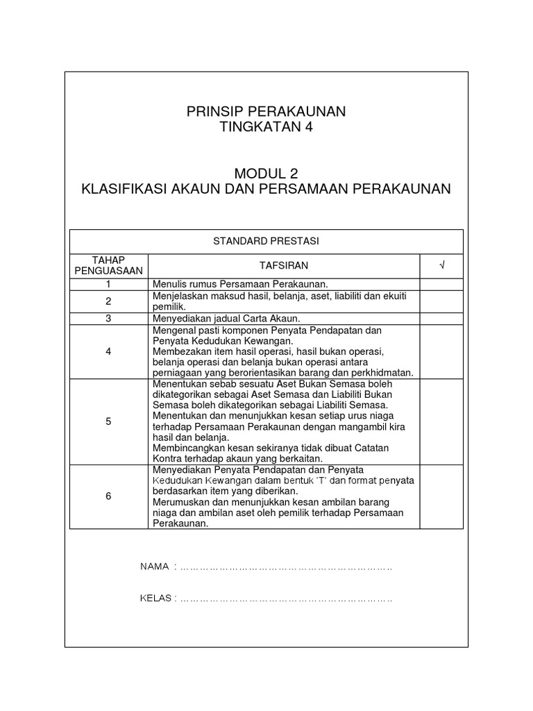 Modul 2 Klasifikasi Akaun Dan Persamaan Perakaunan | PDF