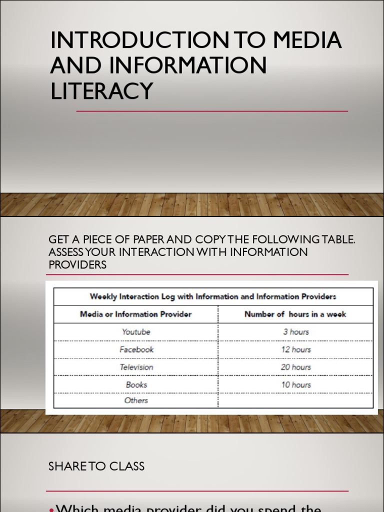 PPT1 - Introduction To Media and Information Literacy | PDF