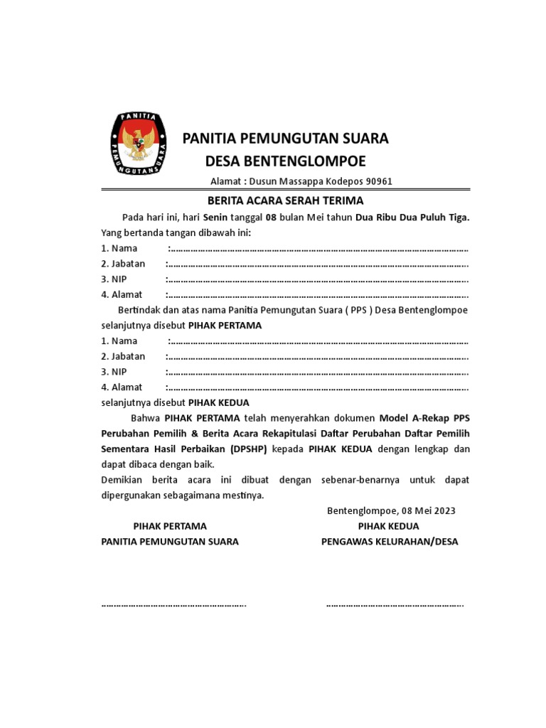 Tanda Terima Ba & Model A-Rekap Desa Bentenglompoe | PDF