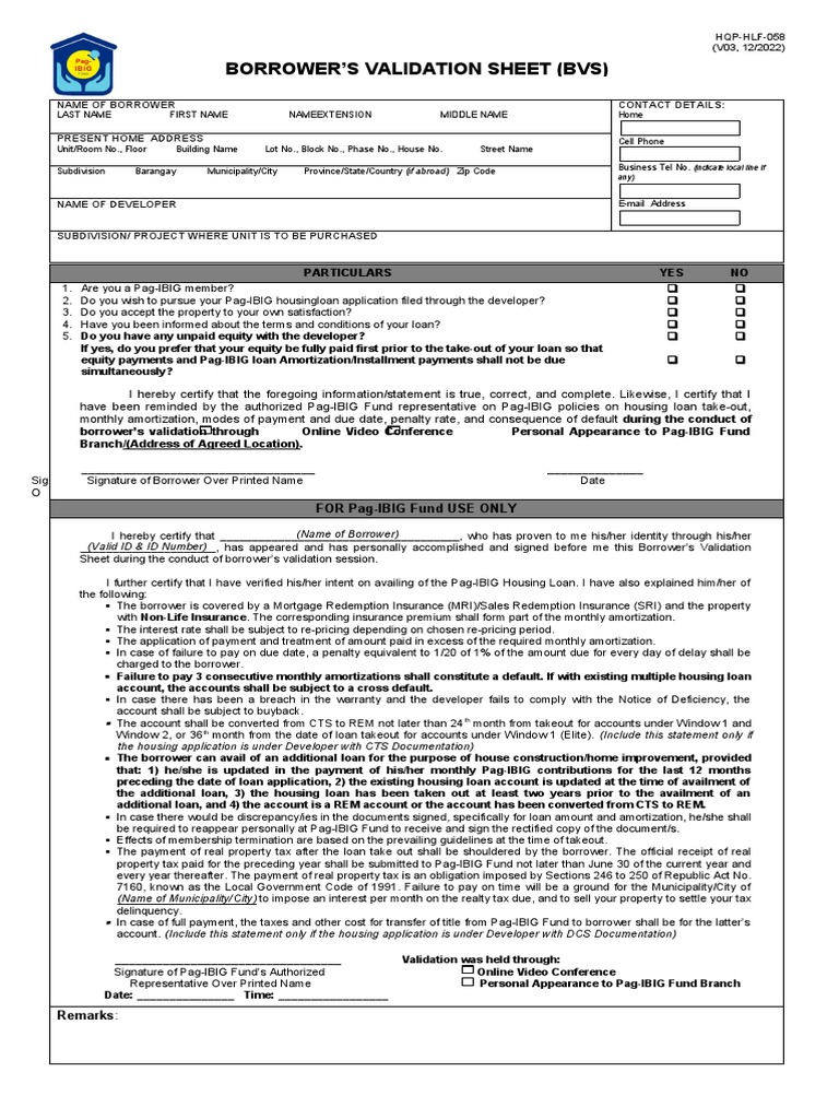 New Bvs Form | PDF | Loans | Taxes