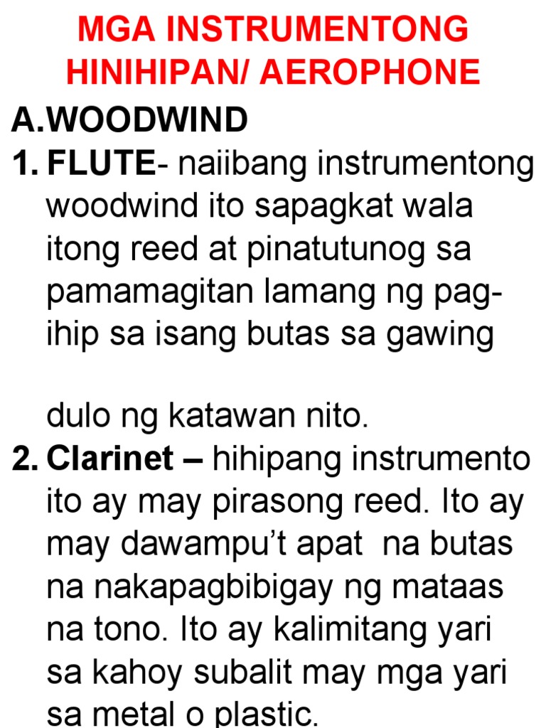 Mga Instrumentong Hinihipan | PDF