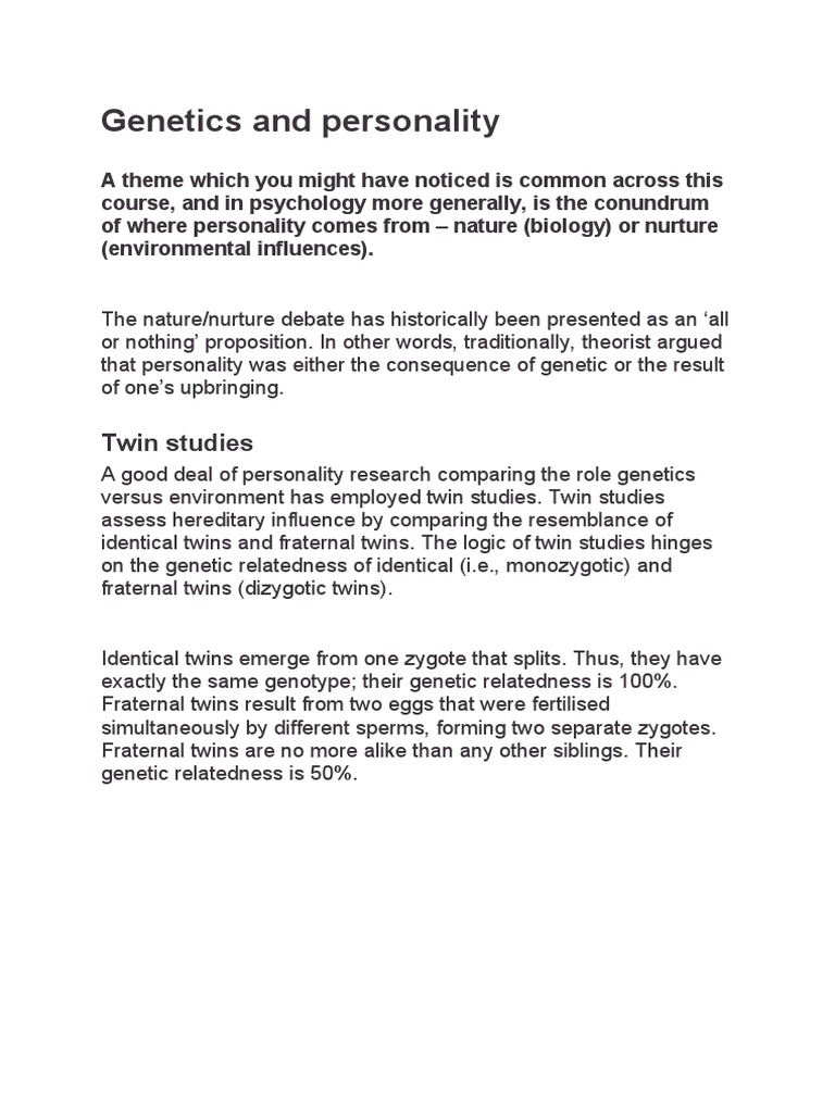 Genetics and Personality | PDF