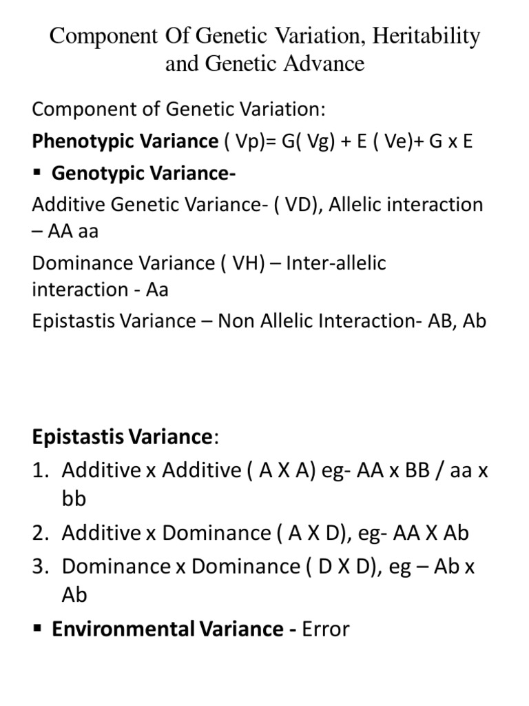 Component of Genetic Variance | PDF | Heritability | Dominance (Genetics)