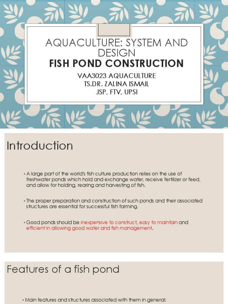 Fish Pond Design and Construction Guide | PDF | Pond | Drainage