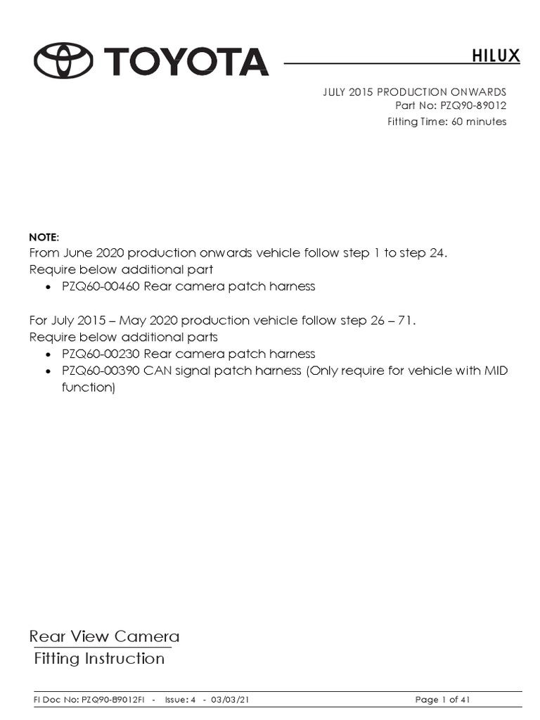 PZQ9089012 Rear Camera Hilux (Jul 2015) | PDF | Electrical Connector ...