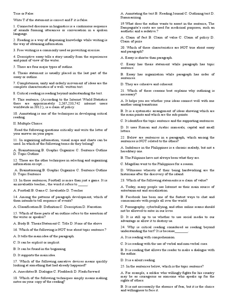 RWS Sample Exam | PDF | Essays | Truth