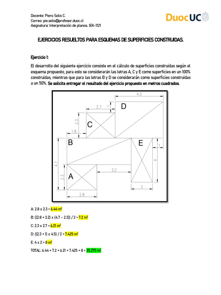 Ejercicios_Cálculo de superficie construida | PDF