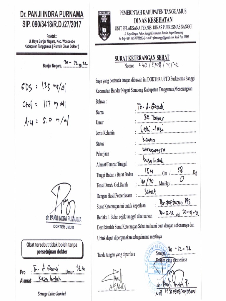 Surat Keterangan Sehat | PDF