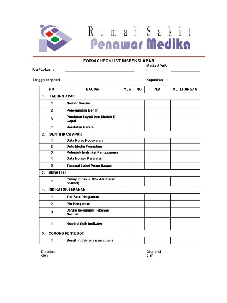 Form Inspeksi Apar | PDF