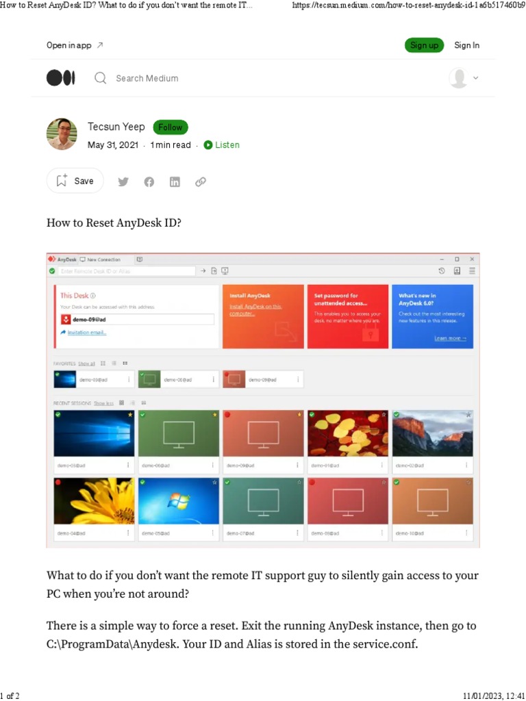 How To Reset AnyDesk ID | PDF