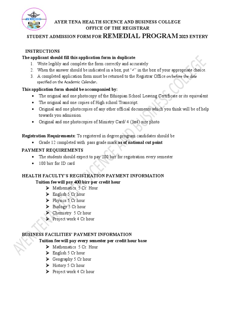 REMEDIAL COURCE 2023 Degree Regestration Format-1 | PDF