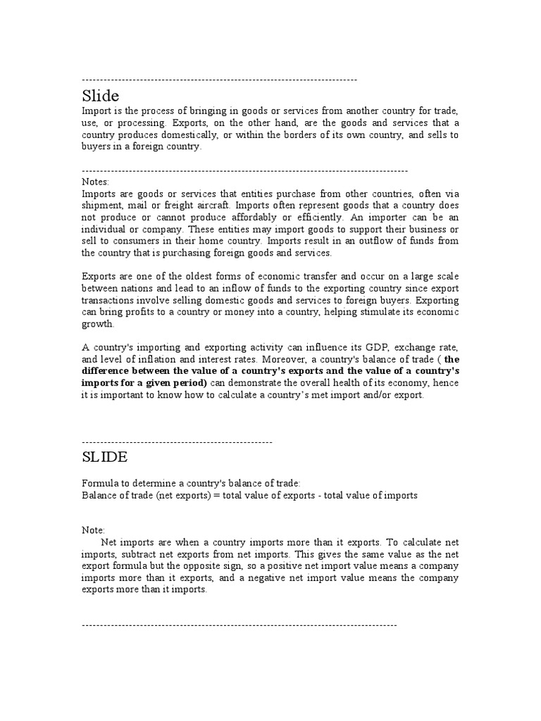 Ecodev Import and Export | PDF | Balance Of Trade | Exports