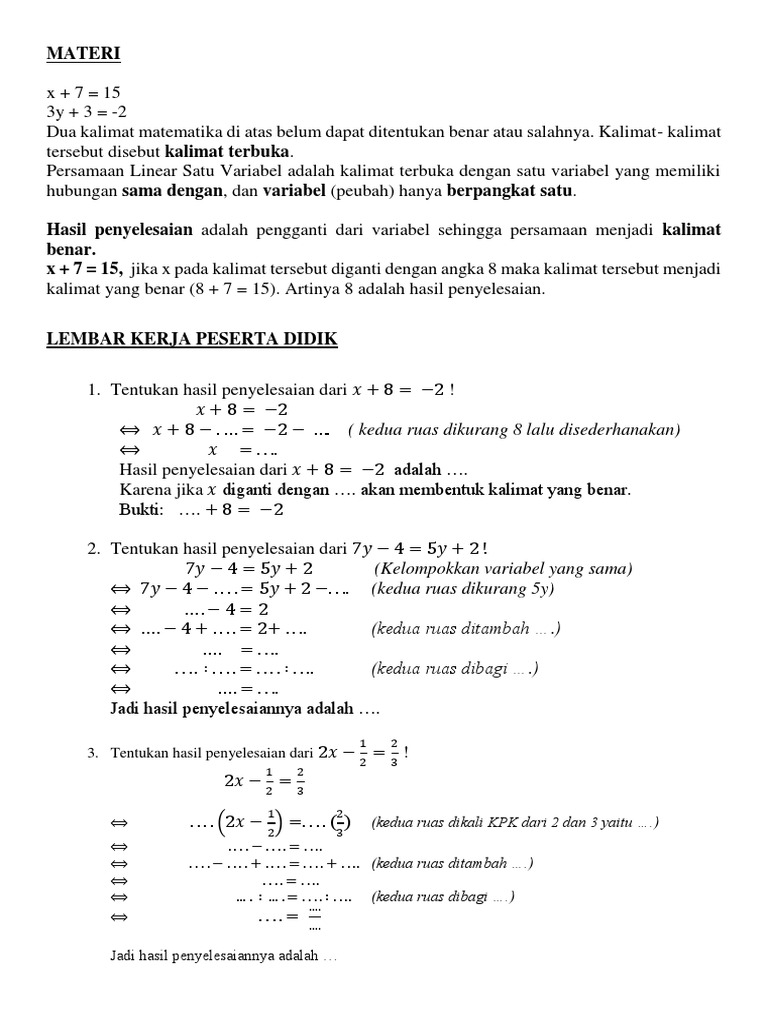LKPD Plsv+materi PLSV | PDF